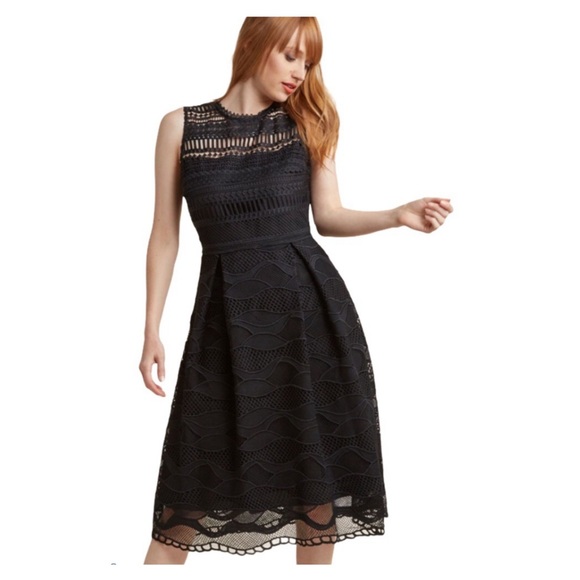 Modcloth | Dresses | Modcloth Liza Luxe Black Lace Fit Flare Dress ...